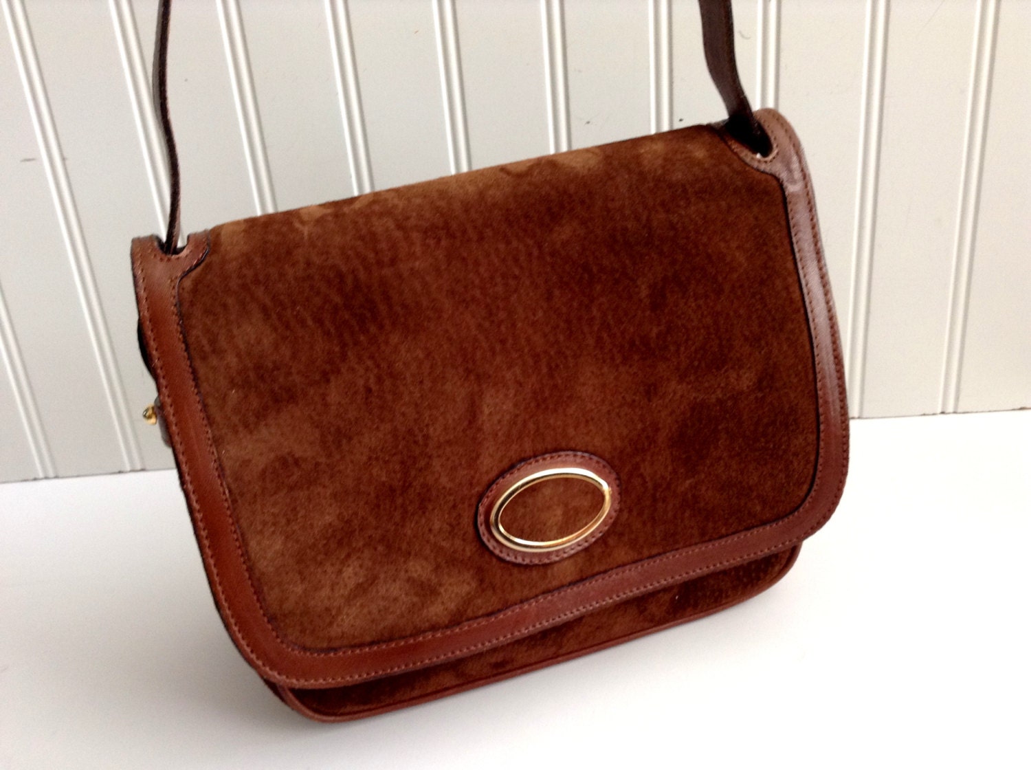 Vintage Italian Leather Purse/ Chas A. Stevens Chicago/ Chestnut Suede ...