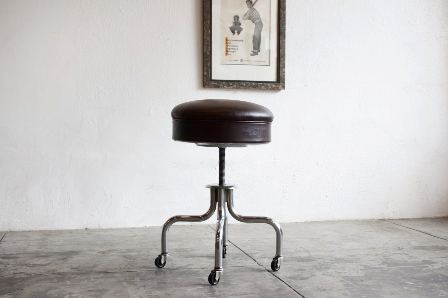 Vintage Chrome Medical Stool, Reupholstered in Leather – Haute Juice