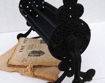 Vintage Cast Iron Newspaper Log Roller with Wooden Handle, Log Roller ...
