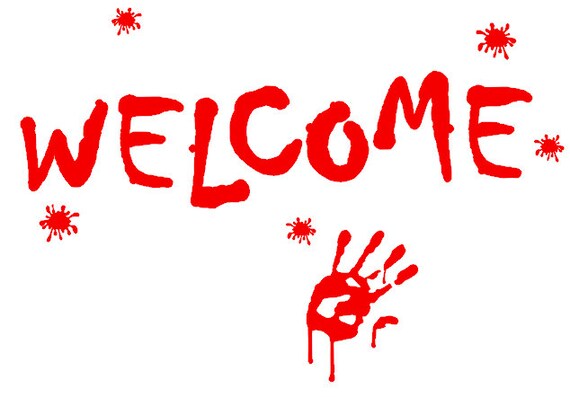 Items similar to Welcome reusable Halloween window vinyl. Bloody ...
