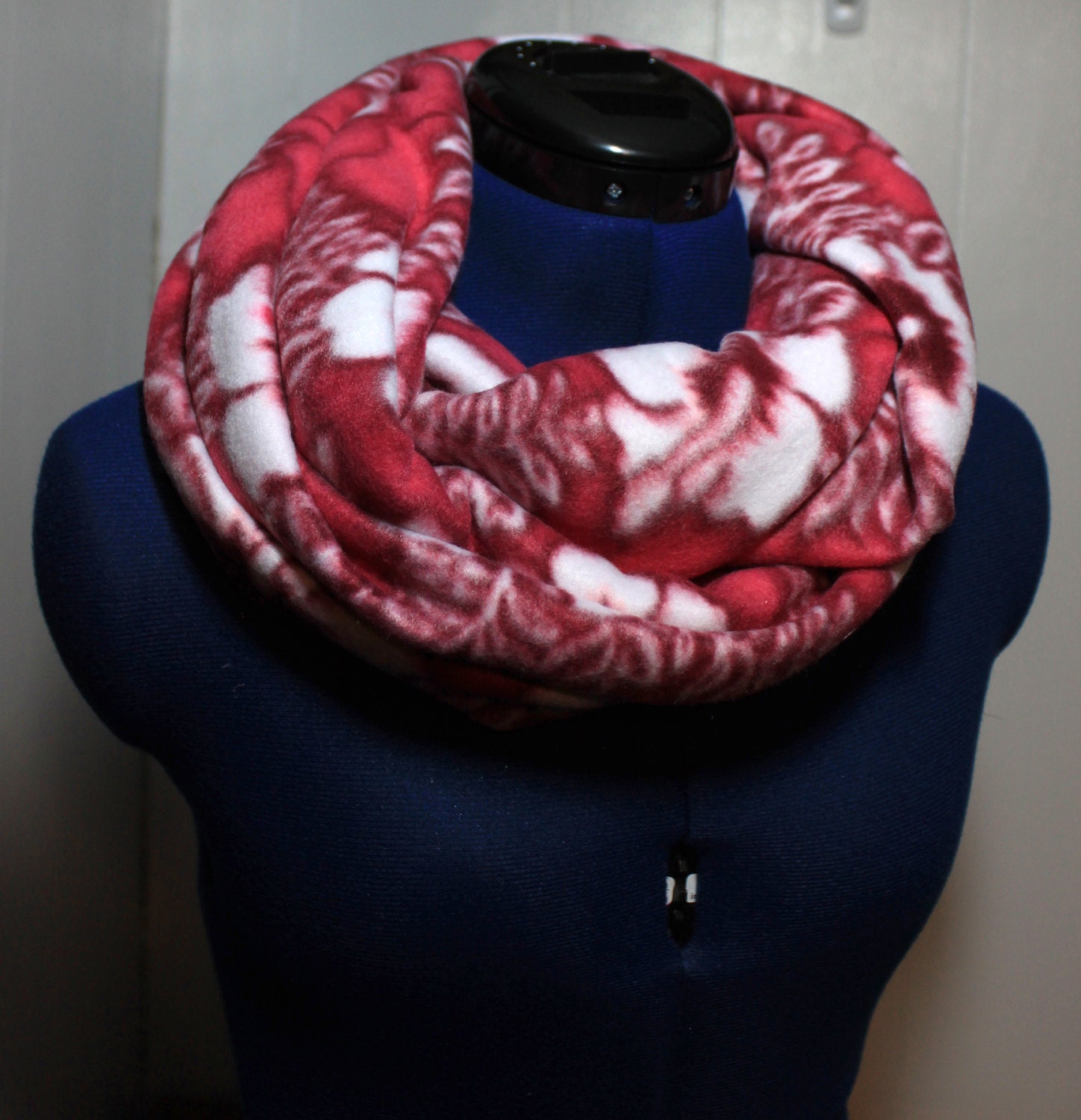 Pink Hibiscus Fleece Infinity Scarf by PurpleWishingWell on Etsy