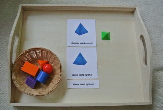 Montessori Mini Geometric Solids 3 Parts Cards with Miniatures Montessori Mini Geometric Solids 3 Parts Cards with Miniatures