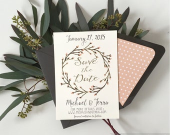 Kraft Paper Wedding Save the Date Card Modern by LaneLoveDesign