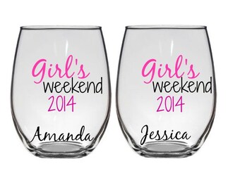 Girls Weekend, Bachelorette Party, Customizable Wine Glasses ...