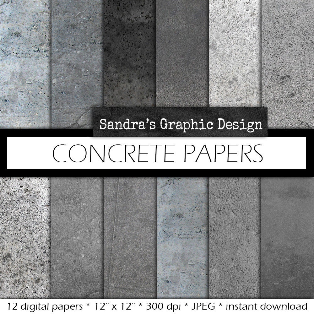 Digital paper: “CONCRETE PAPERS” with grey digital papers with concrete ...