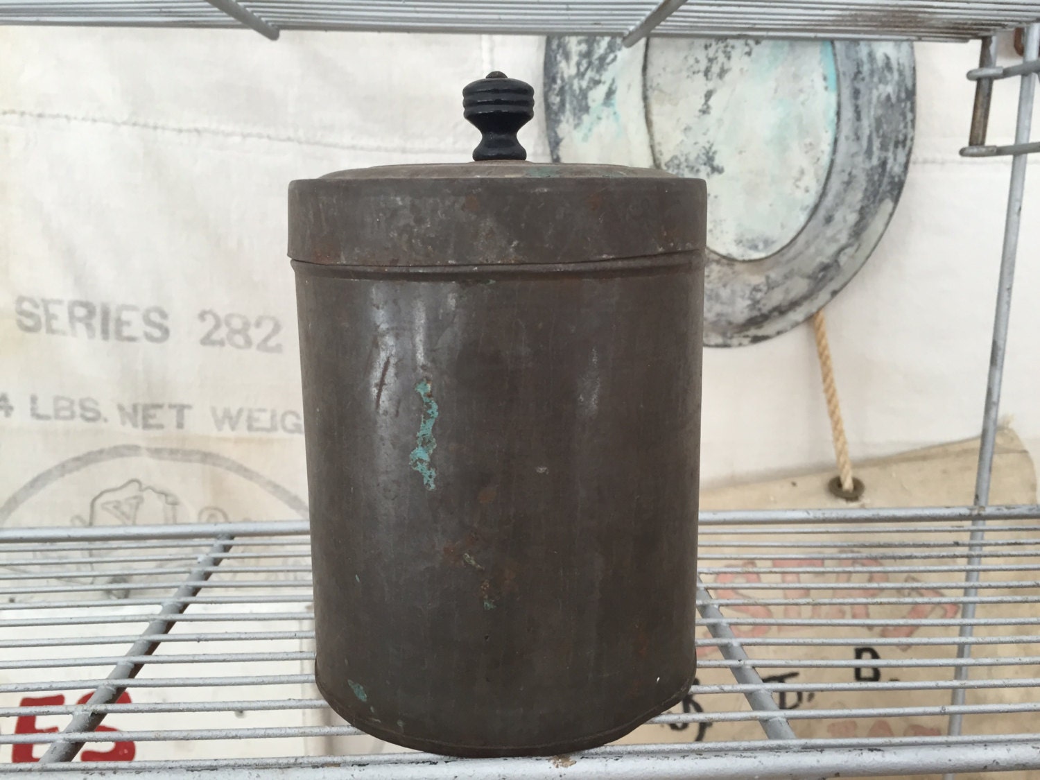 Metal Canister with Lid Can Vintage Primitive Rustic – Haute Juice