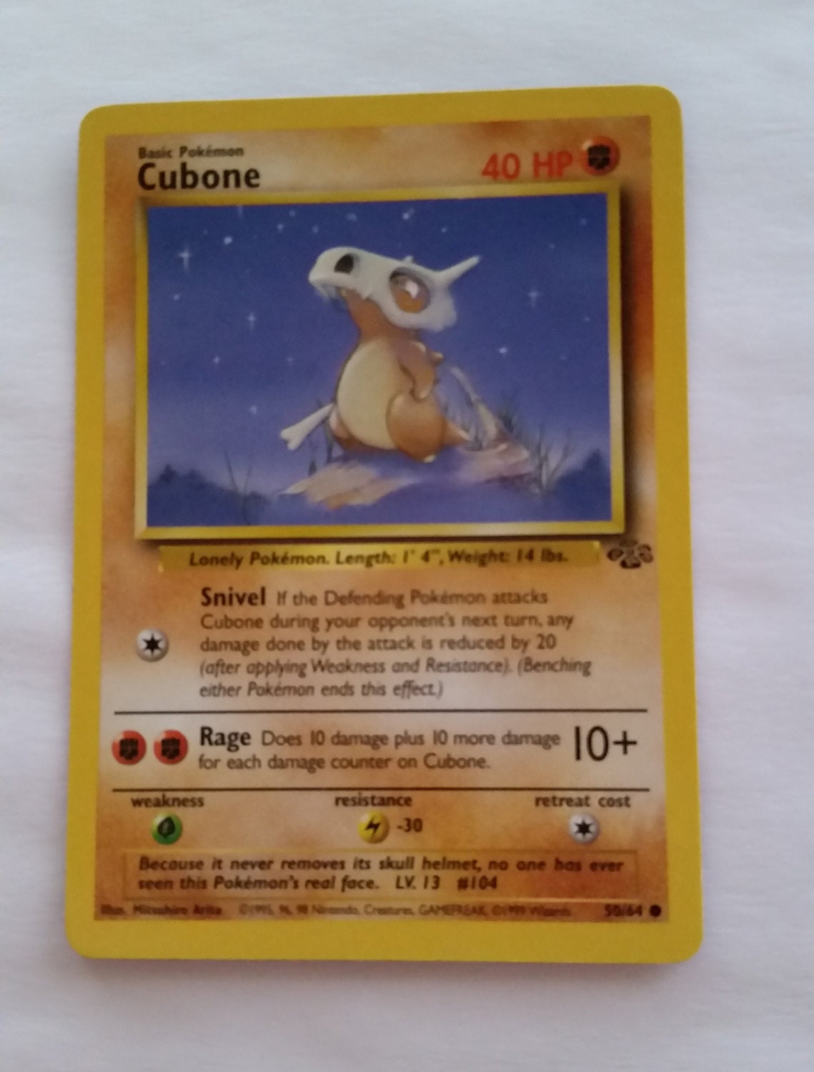 Original Cubone Pokemon Card for Crafting or Display from ...