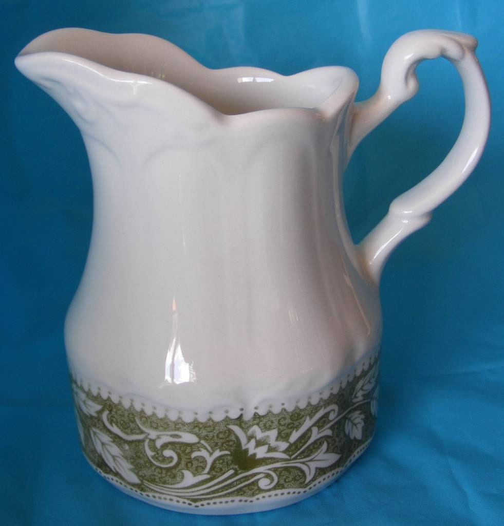 Sterling Colonial Green Transferware Ironstone Creamer / Syrup Pitcher ...