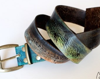 Painted leather belt | Etsy