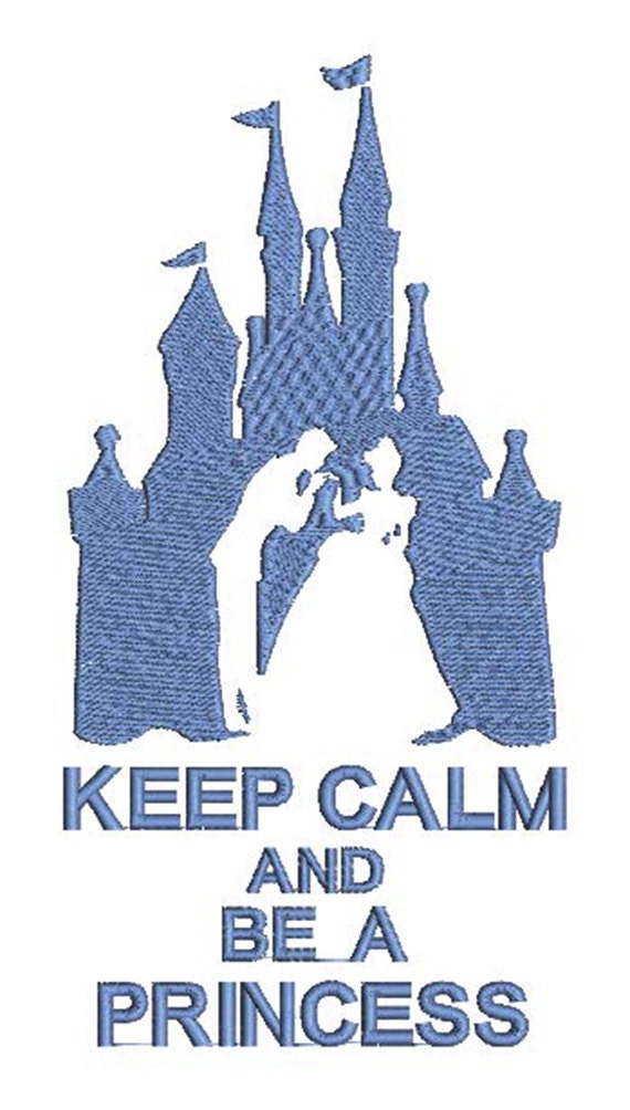 Keep Calm Princess Cinderella Silhouette Embroidery Design