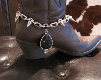 Boot jewelry black pendant anklet with spikes