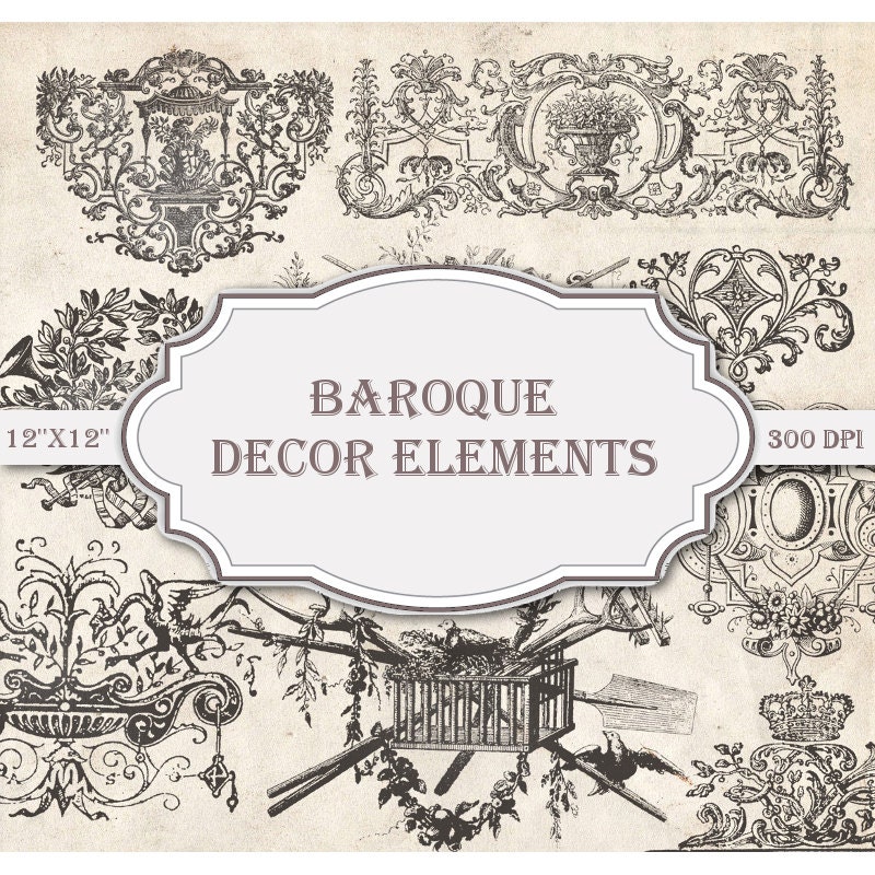 Baroque Decor Elements Clip Art Baroque by DigitalScrapKits
