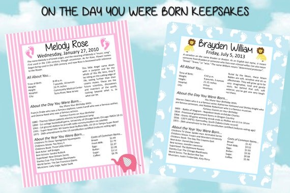 Items Similar To On The Day You Were Born Keepsake On Etsy items-similar-to-on-the-day-you-were-born-keepsake-on-etsy