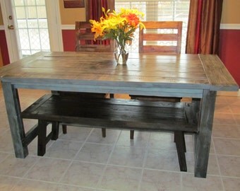 Items similar to Stained Hand painted Wood Pine Farm Table or Desk ...