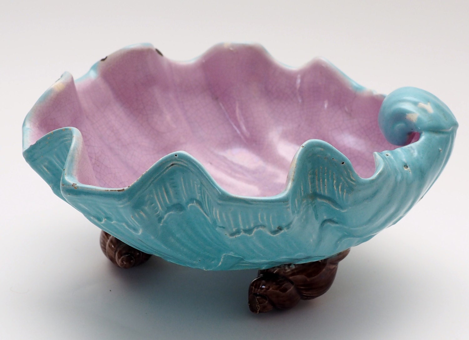 Victorian Majolica Sea Shell Serving Bowl, 1885 or Older, Attributed to ...