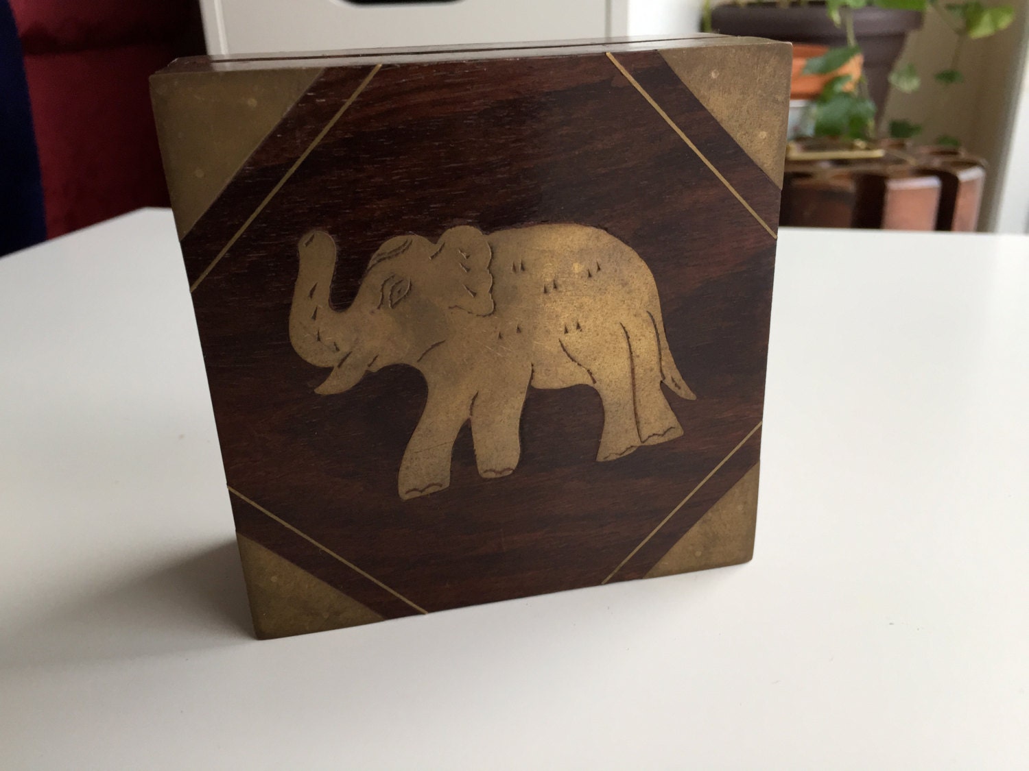 Vintage Thailand wooden box Jewelery box with Elephant Home decor Zen ...