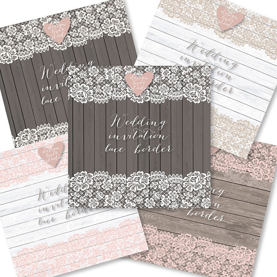 Lace border rustic Wedding invitation border by designloverstudio