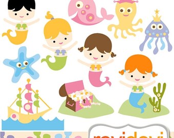 Popular items for clipart mermaid on Etsy