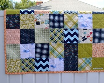 Patchwork Baby Quilt Vintage Style Quilt Cottage by swingkitten