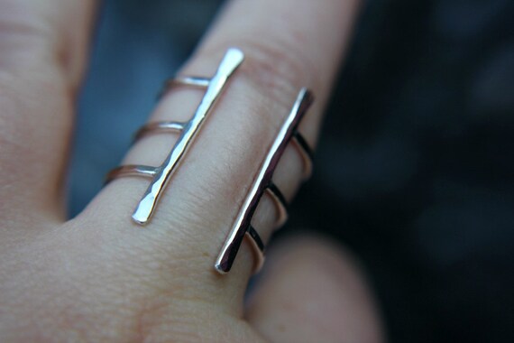Gladiator ring minimalist ring silver bar ring modern