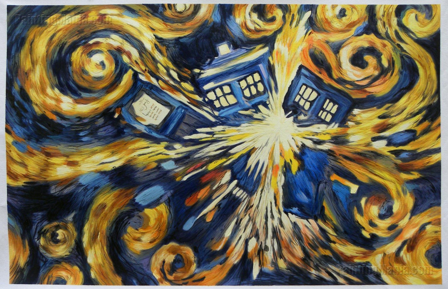Exploding Tardis Blue Box Exploding Doctor Who by paintingmania