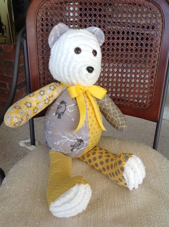 Yellow gray Teddy Bear modern baby decor