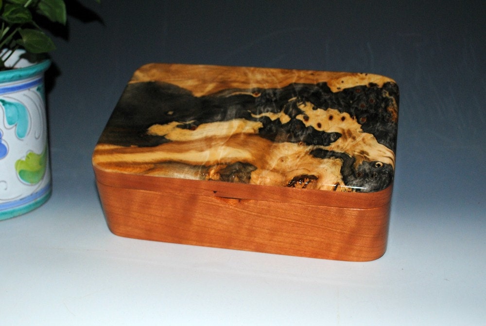 Handmade Wood Stash Box in Cherry with Awesome Buckeye Burl by ...