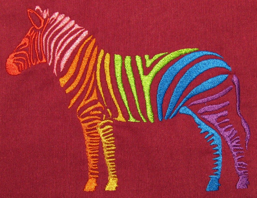Rainbow zebra machine embroidery designs 4x4 5x7 INSTANT