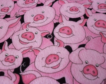Pink Pigs Fabric Flannel cute as can be oink oink 22" long x 21" wide