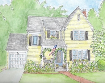 Items similar to Custom Home Drawing - 11" x 14" on Etsy