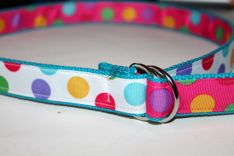 Hot Pink Ribbon Belt Reversible to Rainbow Polka by cinchbelts