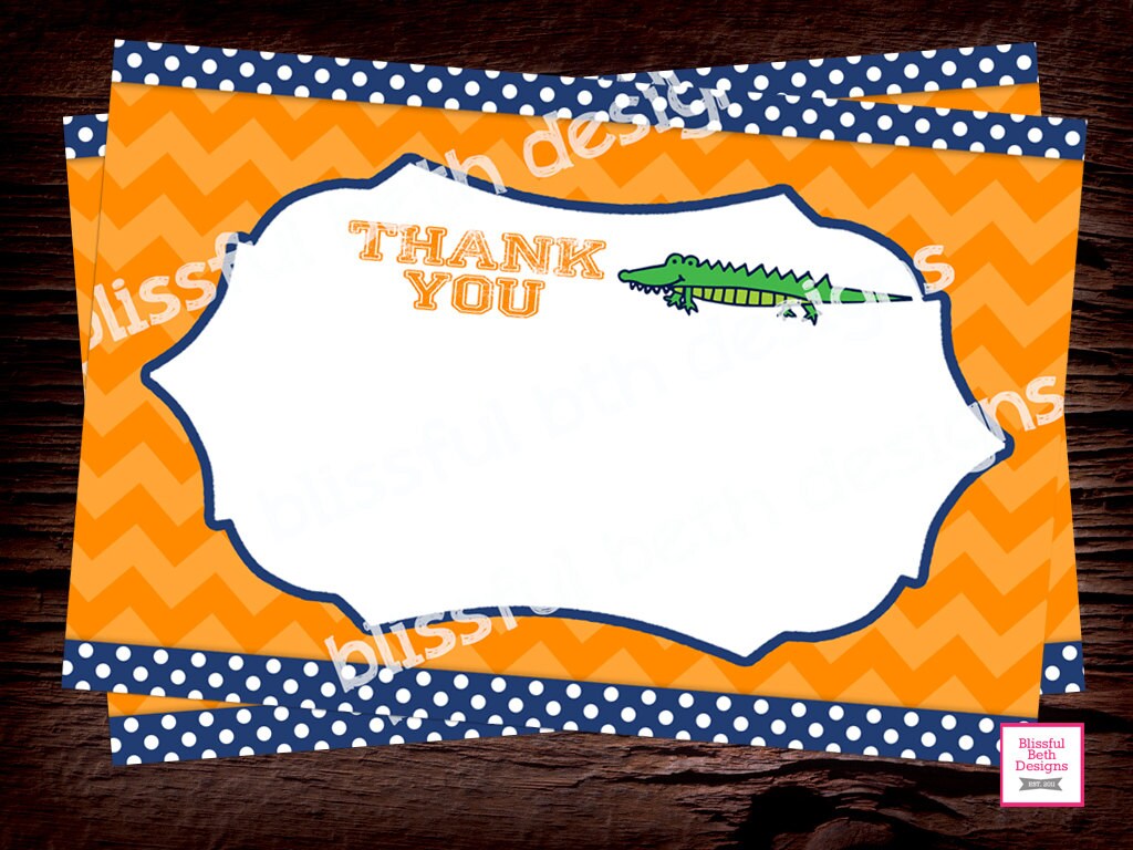 GATOR THANK YOU Gator Printable Thank You Notes Instant