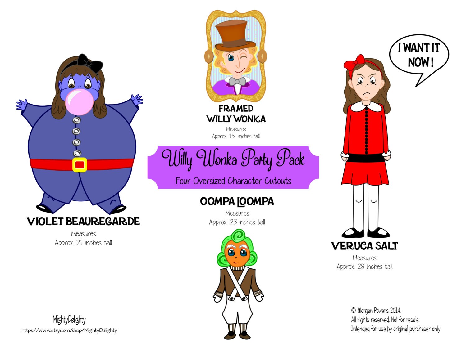Willy Wonka Character Cutout Party Pack by MightyDelighty on Etsy