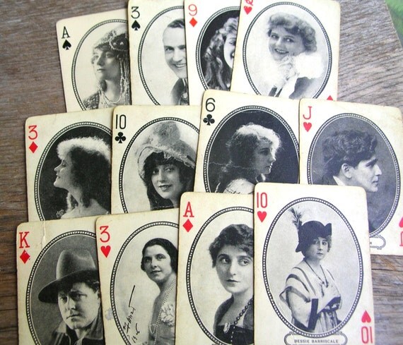 Silent film star playing cards antique playing cards movie