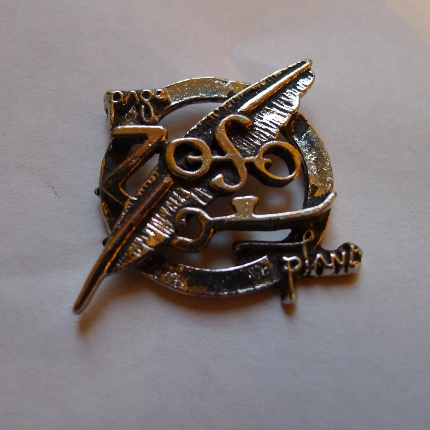 Vintage 1980s LED ZEPPELIN “ZOSO” Pin Pewter Deadstock Die Cut Metal ...