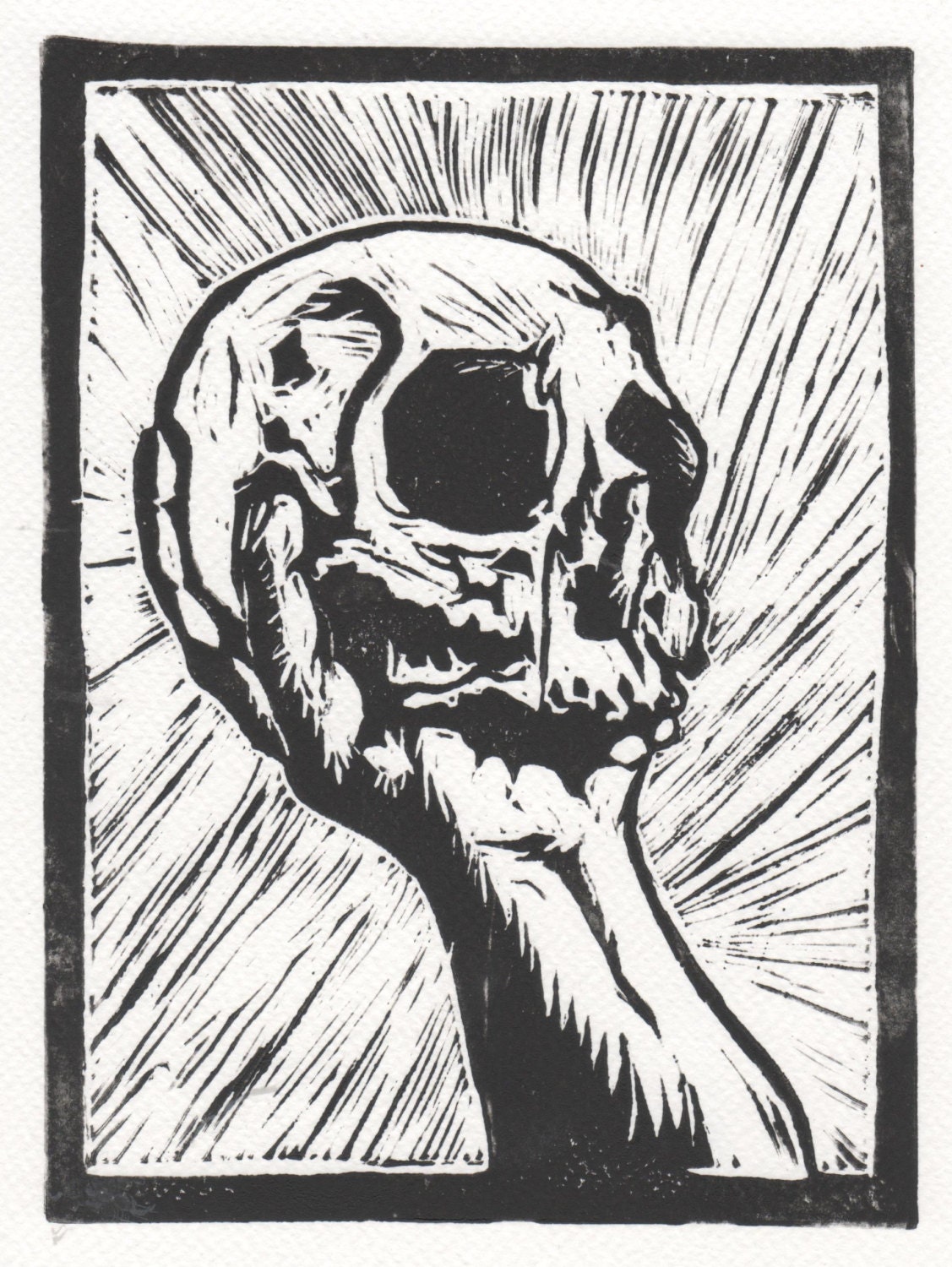 Hamlets Skull Lino Print by DandyOgre on Etsy