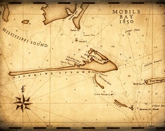 Old Gulf of Mexico Map Art 14 x 19 Map of the by GeographicsArt