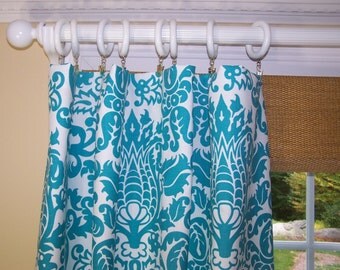TURQUOISE CURTAINS.Turquoise Damask.True Turquoise. Amsterdam Damask ...