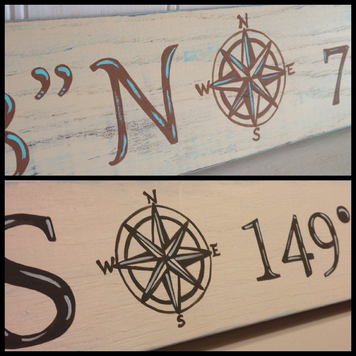 Latitude and Longitude Wood Sign Nautical Coordinates Wood