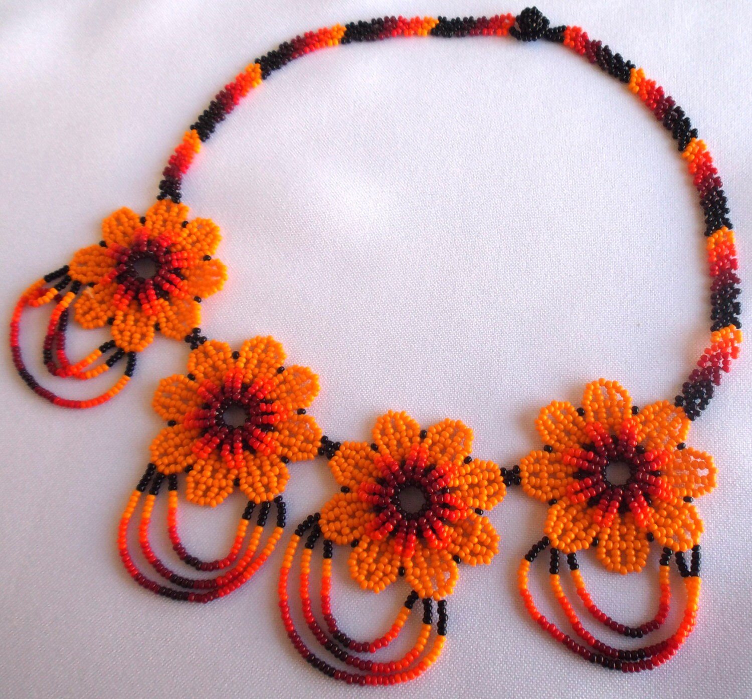 Huichol Beaded Flower Necklace