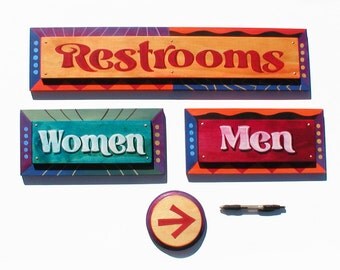 Fancy restroom sign | Etsy