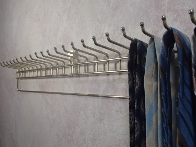 Extra Long Tie Rack, Gold Tone Metal, Wall Mounts, 23 Hooks, – Haute Juice