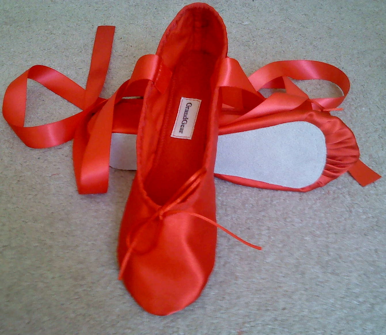 Red Satin Ballet Slippers Full Soles or Split Soles