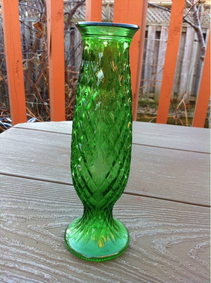Green Pressed Glass Vase Collectible Eobrody Co By Dream60