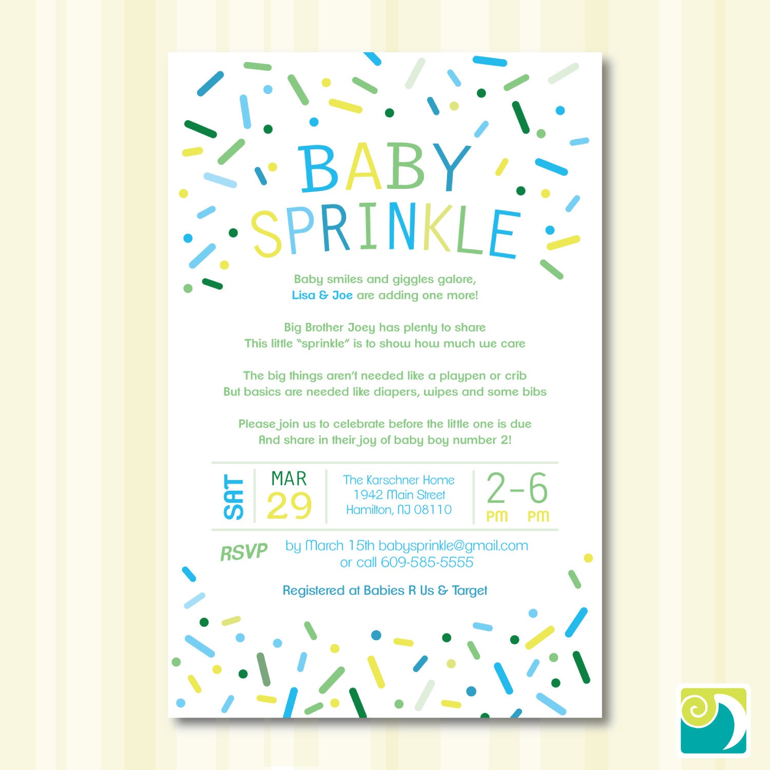 Baby Boy Sprinkle Invitation Digital File