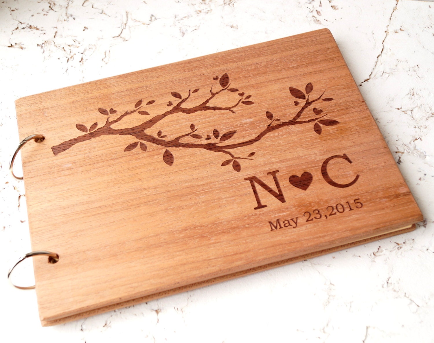Wedding guest book rustic wooden guest book personalized