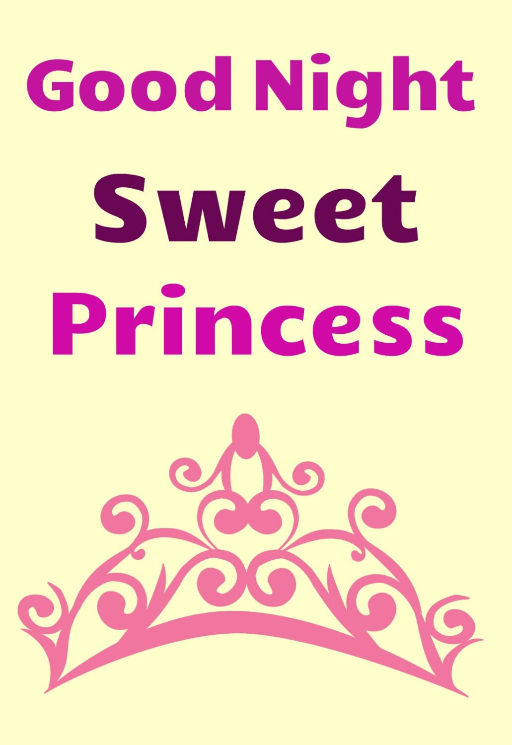 Good Night Sweet Princess. Word Nursery ART by Stillwatersgifts