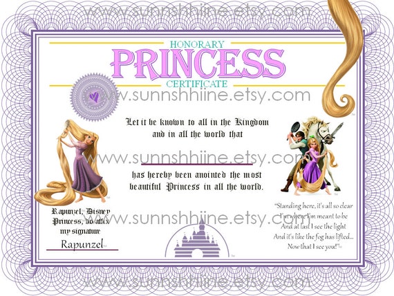 Disney Princess Certificate Template