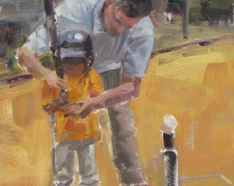 original oil painting of lifeguards with woman by fromAngelasEasel