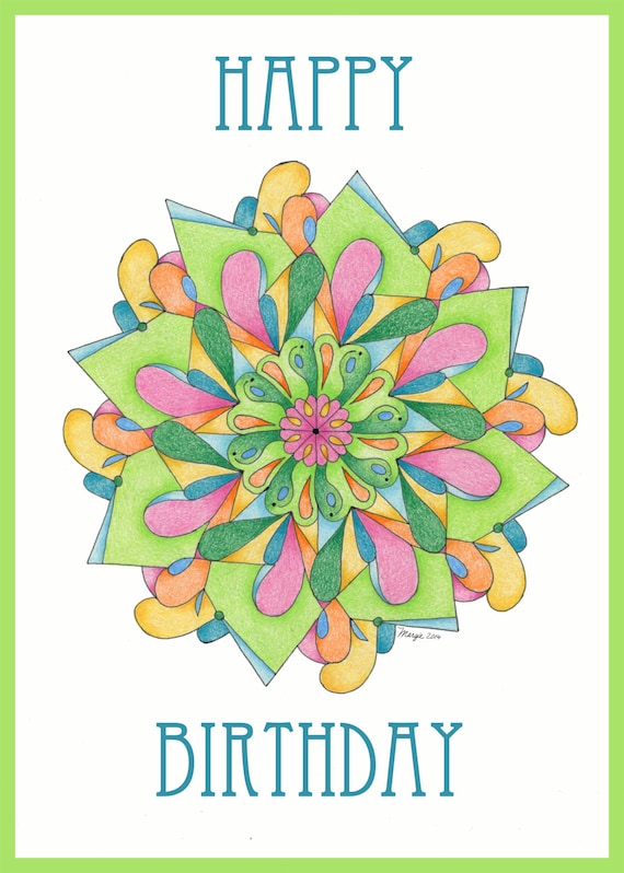 Items similar to Mandala Happy Birthday card on Etsy